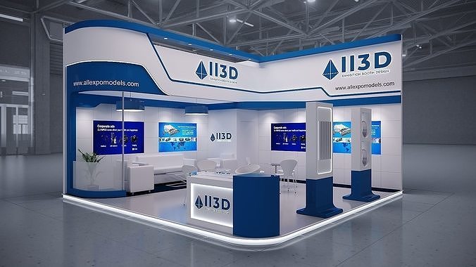 Exhibition Stand Stall Two Side Open 6X6 3D model | CGTrader