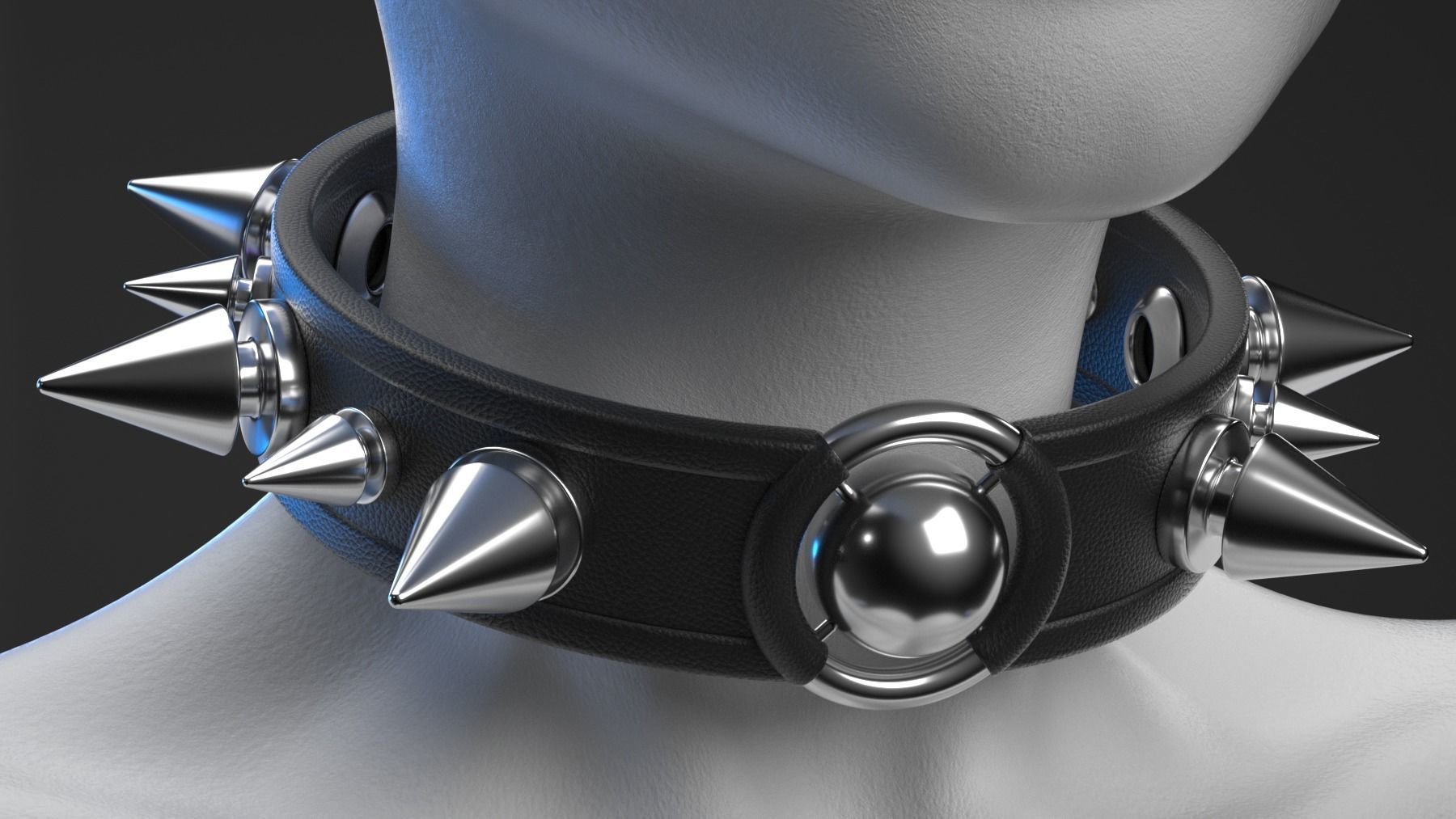 Cyberpunk Accessories Spike Choker Necklace 3D model | CGTrader