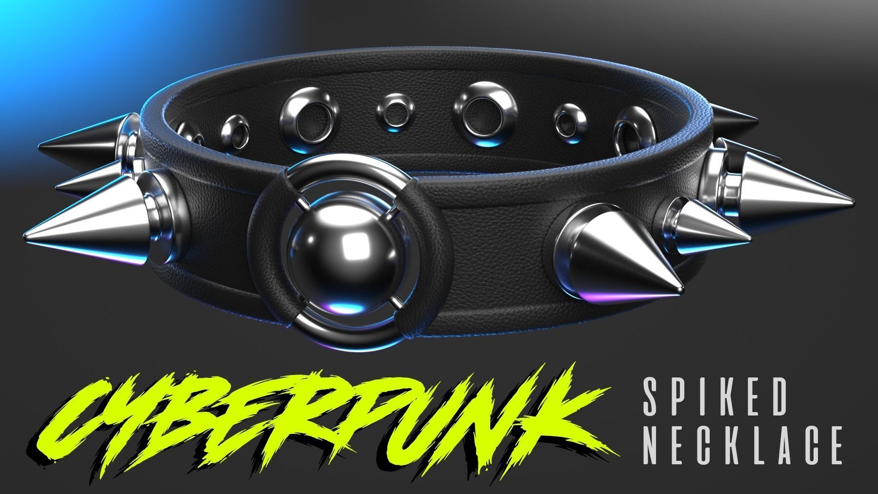 Cyberpunk Accessories Spike Choker Necklace 3D model | CGTrader
