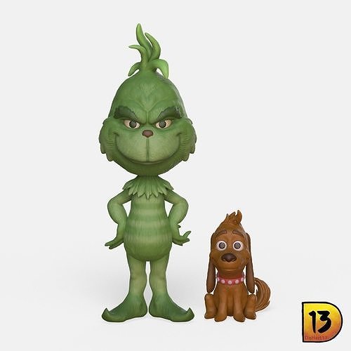 MiniPrint 005 - Grinch and Max 3D model 3D printable | CGTrader