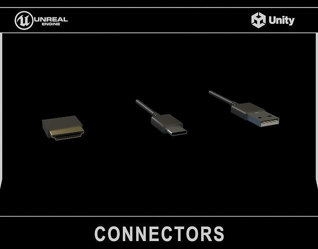 3D model USB-A HDMI TYPE-C Connectors VR / AR / low-poly | CGTrader