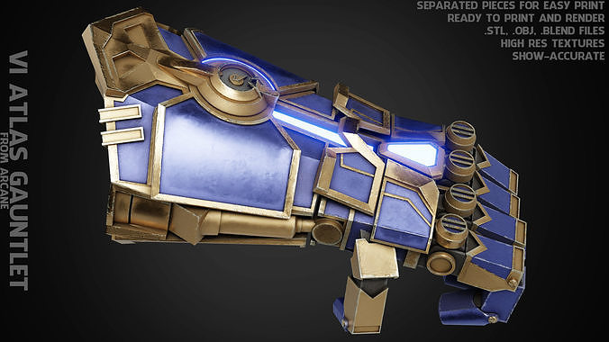 Arcane Vi Atlas Gauntlet for Cosplay 3D model 3D printable | CGTrader