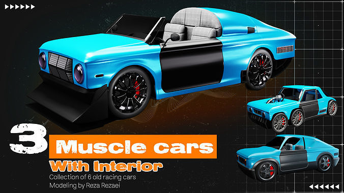 3D model 3 Muscle car VR / AR / low-poly | CGTrader
