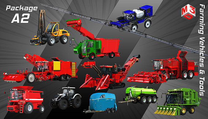 Farming Vehicles and Tools - Package 2 3D Model Collection | CGTrader