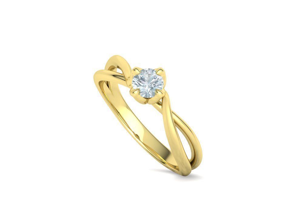 Solitaire Engagement Promise Ring Twisted Shank design 3D model 3D ...