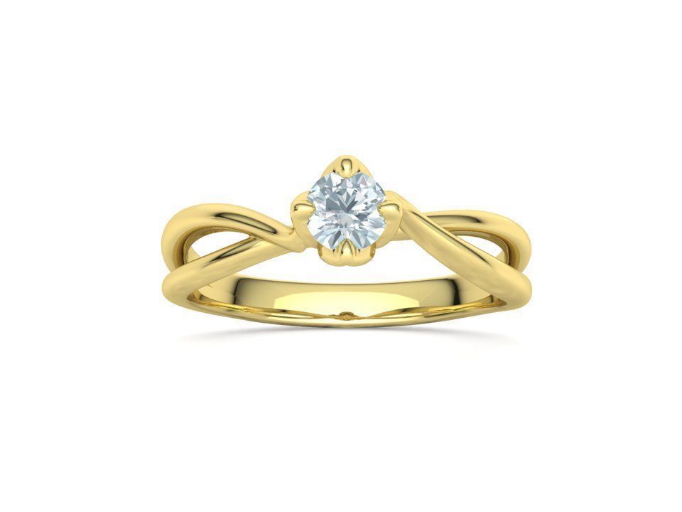 Solitaire Engagement Promise Ring Twisted Shank design 3D model 3D ...