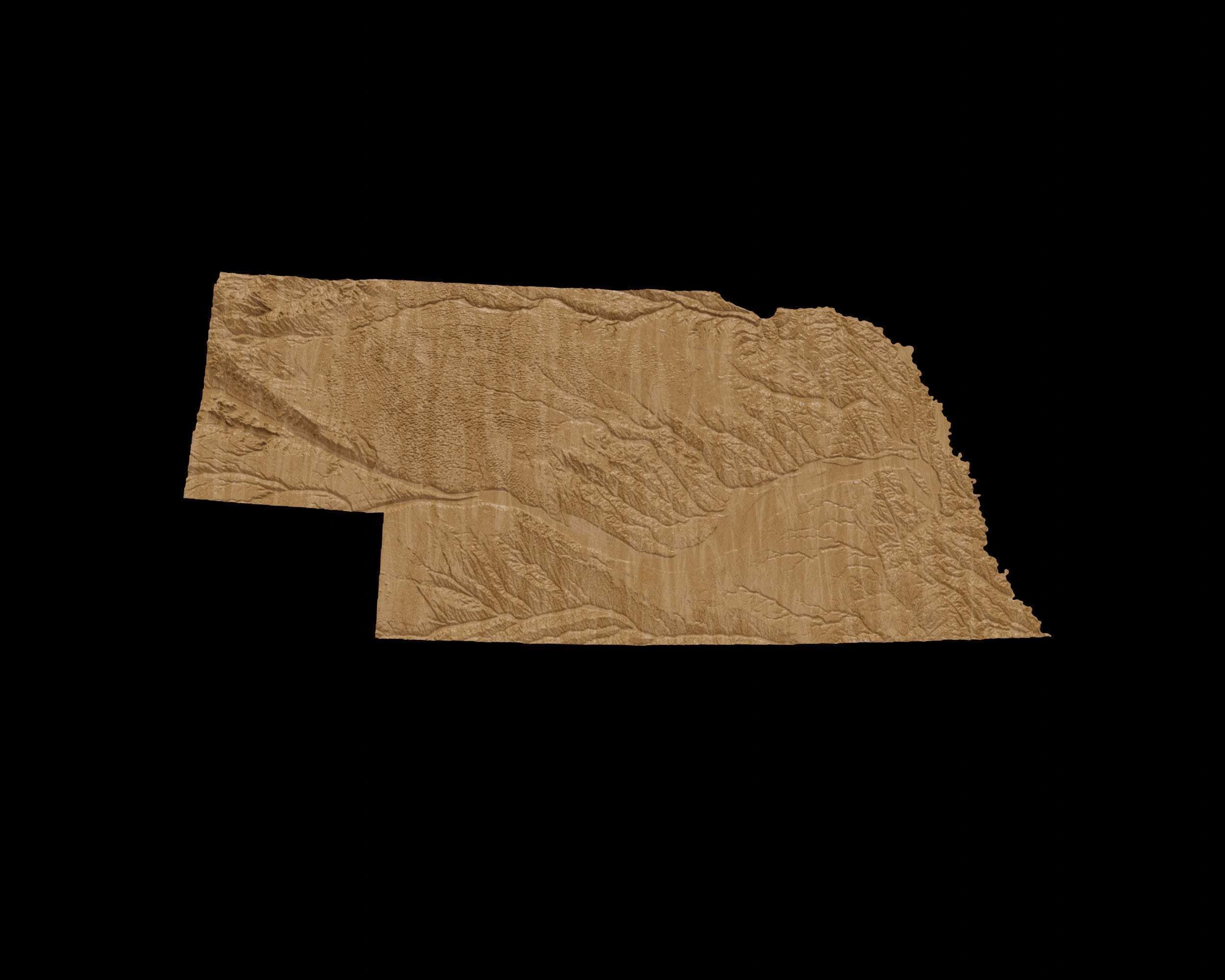 3D Topographical Map of Nebraska 3D model 3D printable | CGTrader