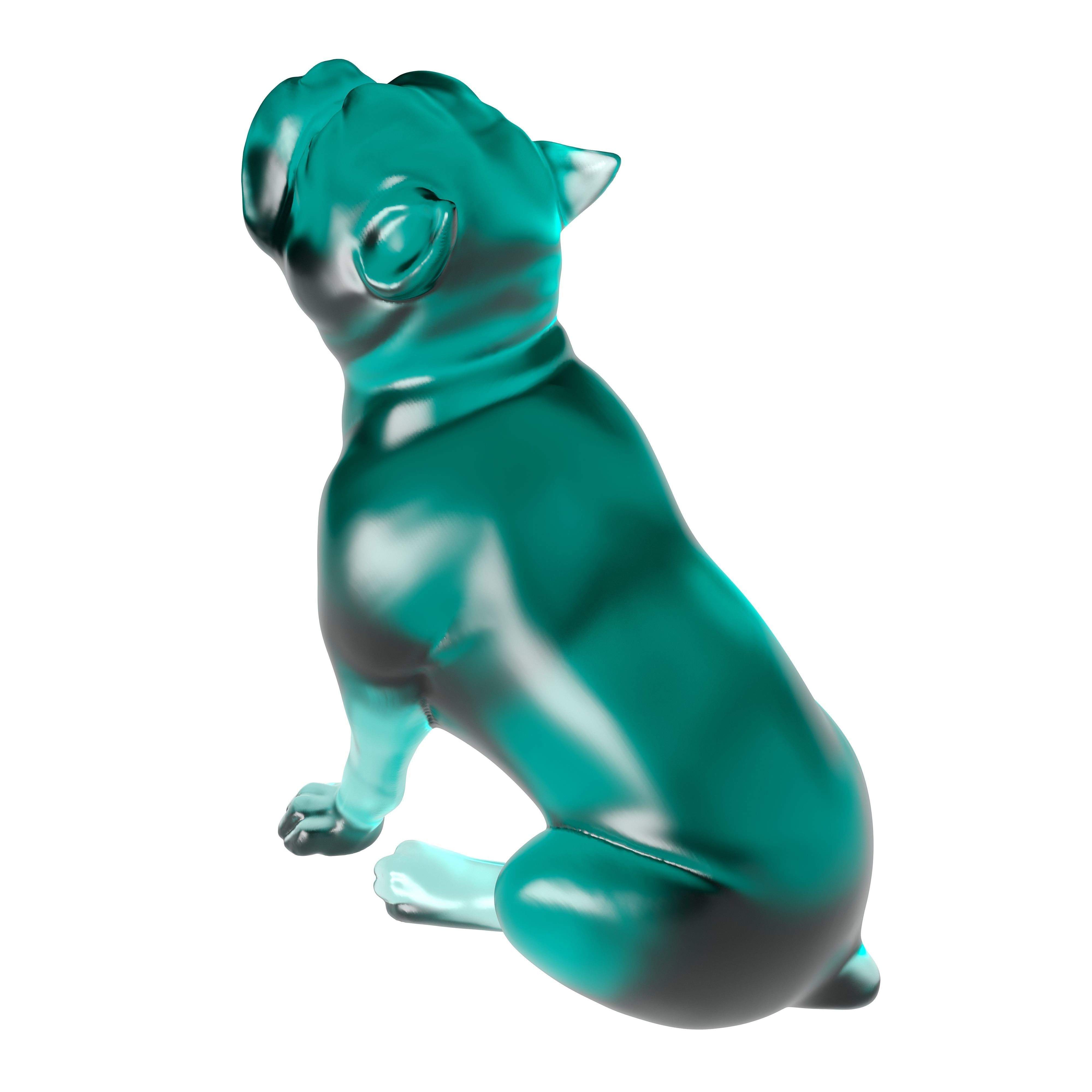 Cyan Glass Bulldog Sculpture 3D model 3D printable | CGTrader