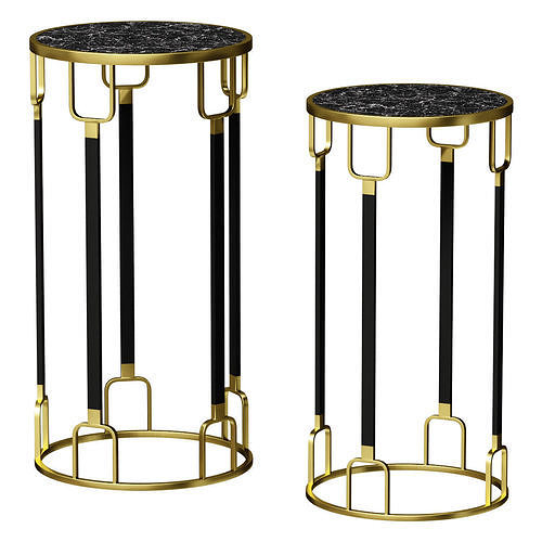 SIDE TABLES WITH BLACK MARBLE TOP GOLD GLASAR 3D model | CGTrader