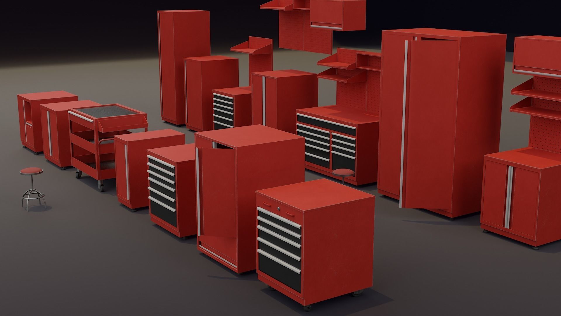 3D model Modular Workshop Cabinets - Closets - Benches with Drawers ...