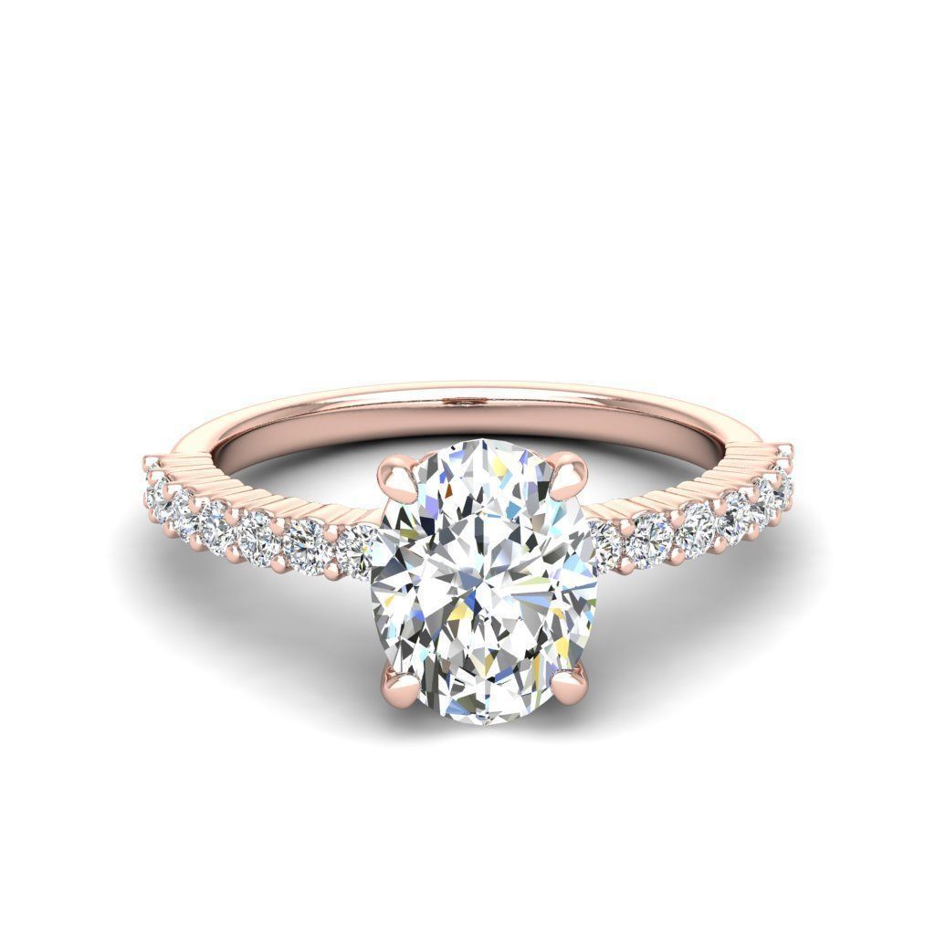 Engagement ring Alice oval 3D model 3D printable | CGTrader