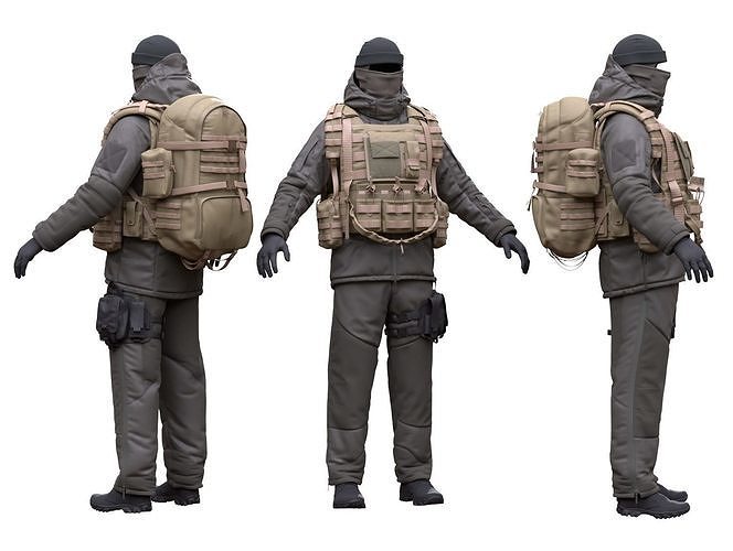 3D model Military Winter Outfit VR / AR / low-poly | CGTrader