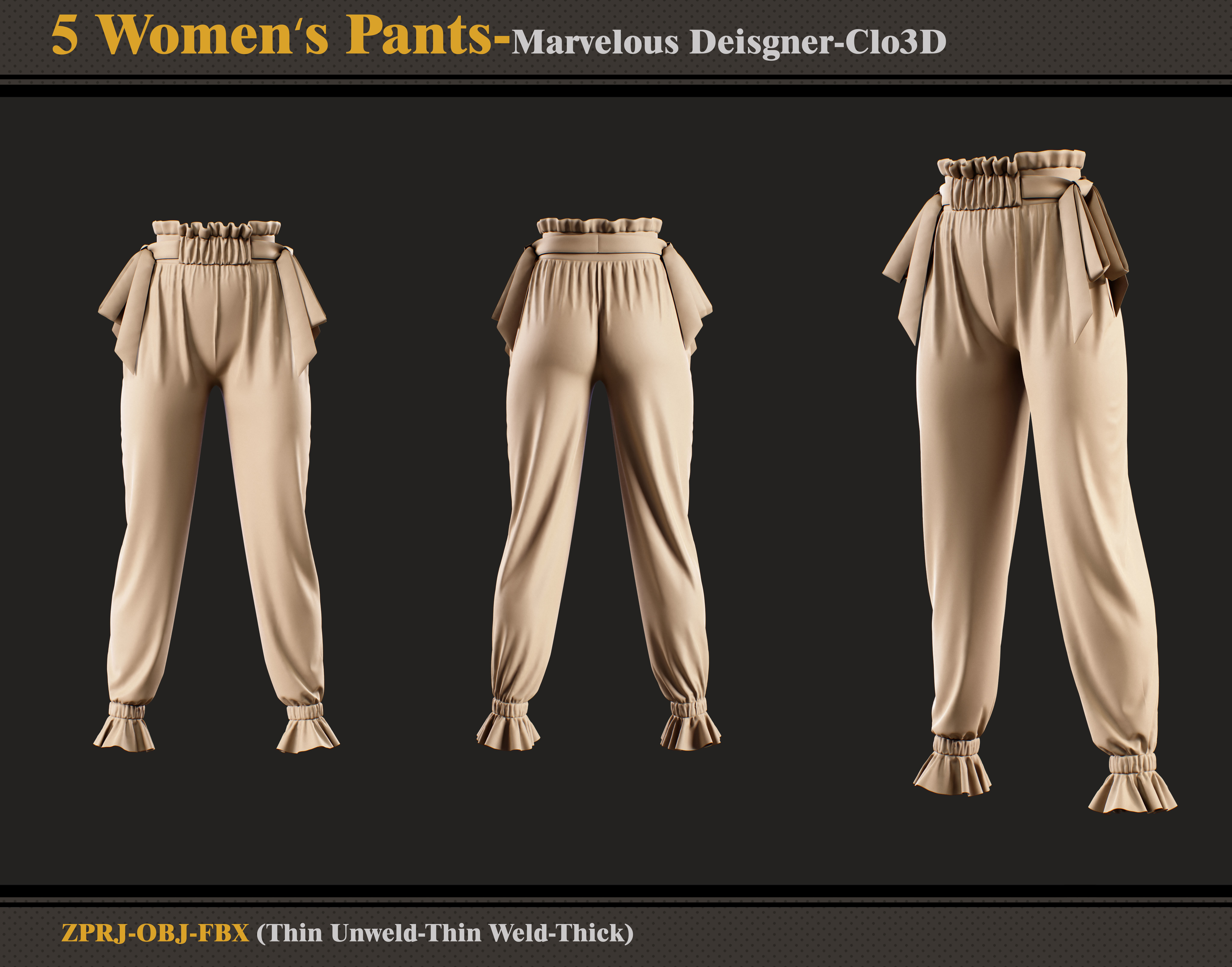 5 Women Pants-MD-Clo3D - FBX - OBJ 3D model | CGTrader