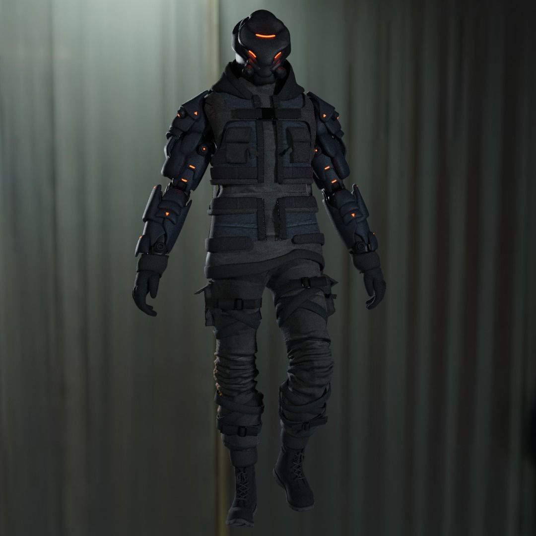 Cyberpunk Character Cyber Trooper 3D model rigged | CGTrader