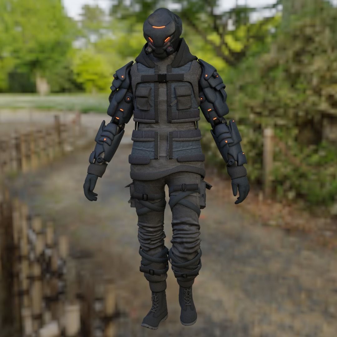 Cyberpunk Character Cyber Trooper 3D model rigged | CGTrader