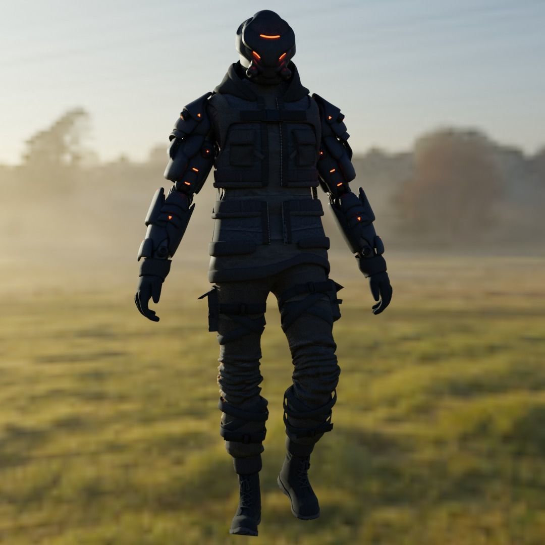 Cyberpunk Character Cyber Trooper 3D model rigged | CGTrader