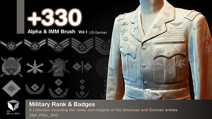Military Rank and Badges Alpha-Brush Vol1 3D model | CGTrader