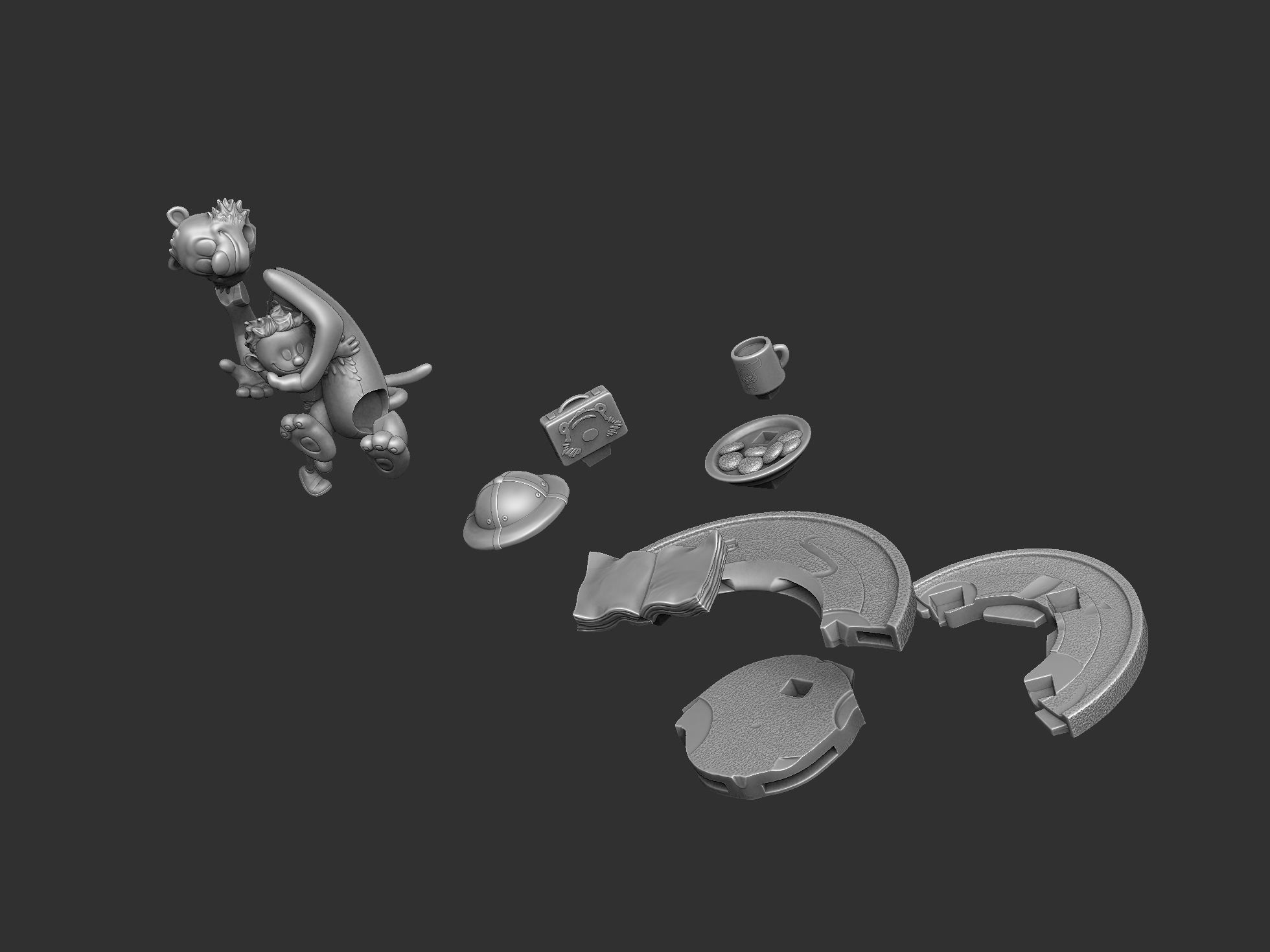 Calvin and Hobbes for 3d print stl Hug model 3D model 3D printable ...
