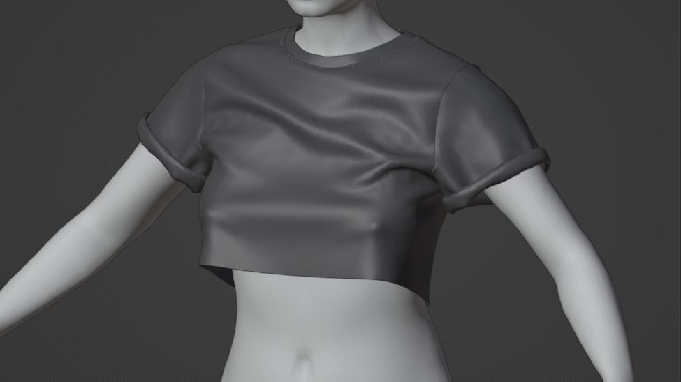 Crop Top Rolled Up Sleeve free 3D model | CGTrader