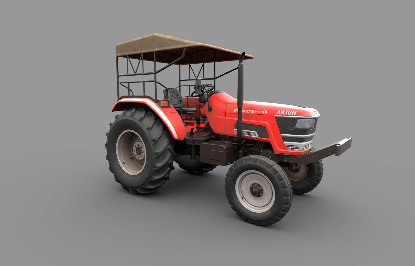 Mahindra 605 DI Tractor with attachments 3D model | CGTrader