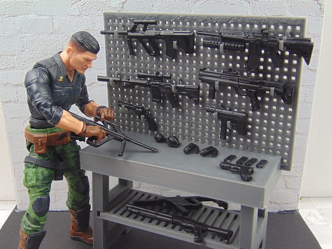 112 GI JOE Classified 3D Print Workbench Weapons Rack Dio Prop 3D model ...