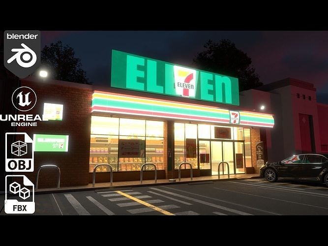 3D model 7eleven store VR / AR / low-poly | CGTrader