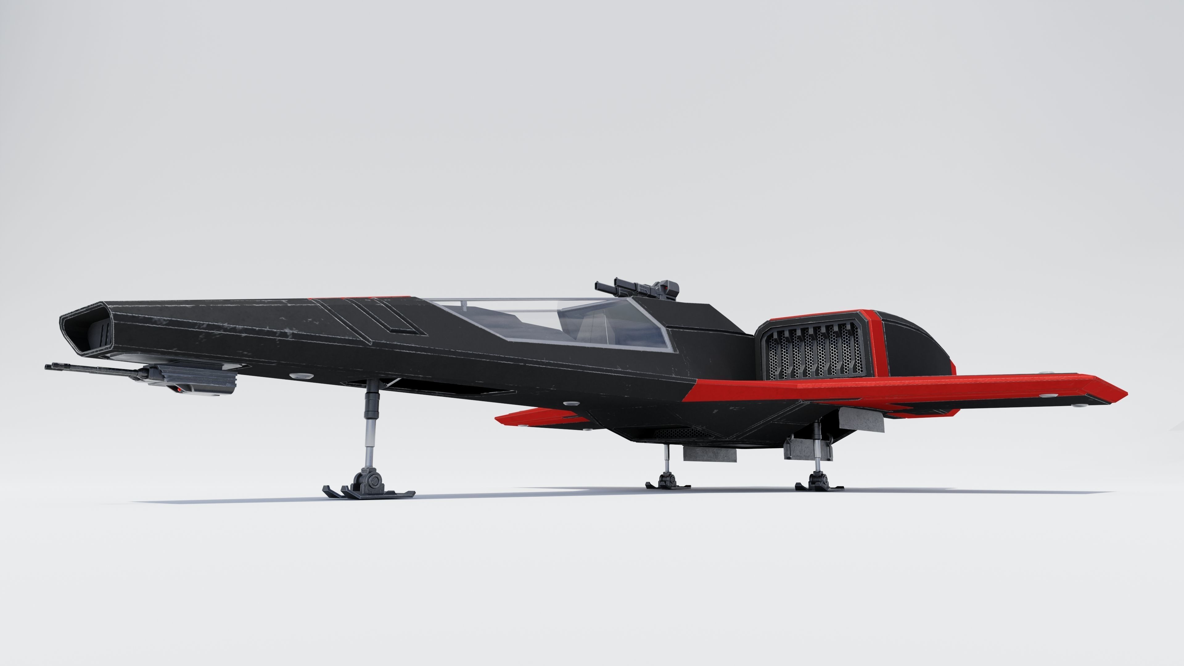 3D model Sci-Fi Space Fighter Jet with Interior Cockpit VR / AR / low ...