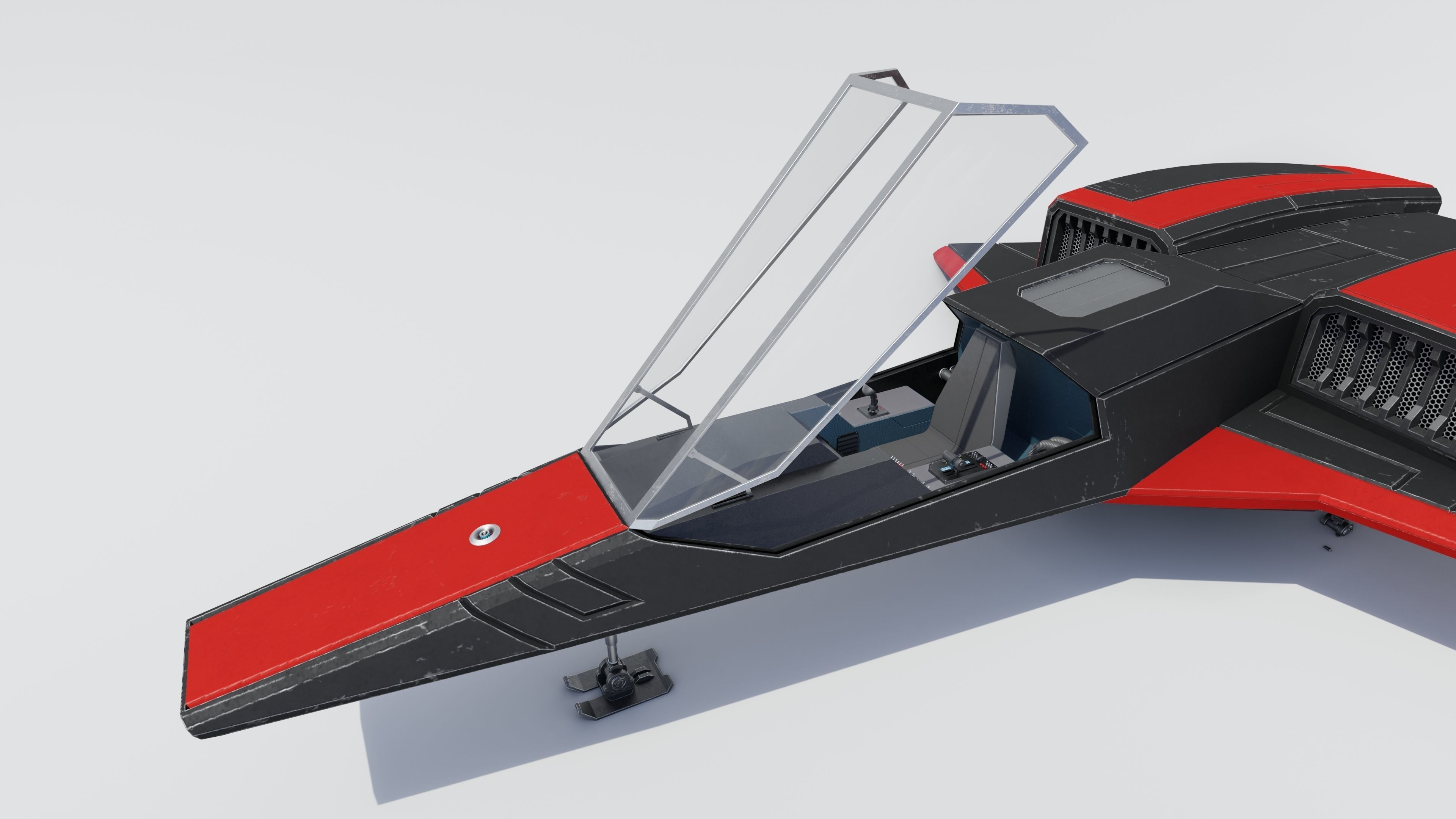 3D model Sci-Fi Space Fighter Jet with Interior Cockpit VR / AR / low ...