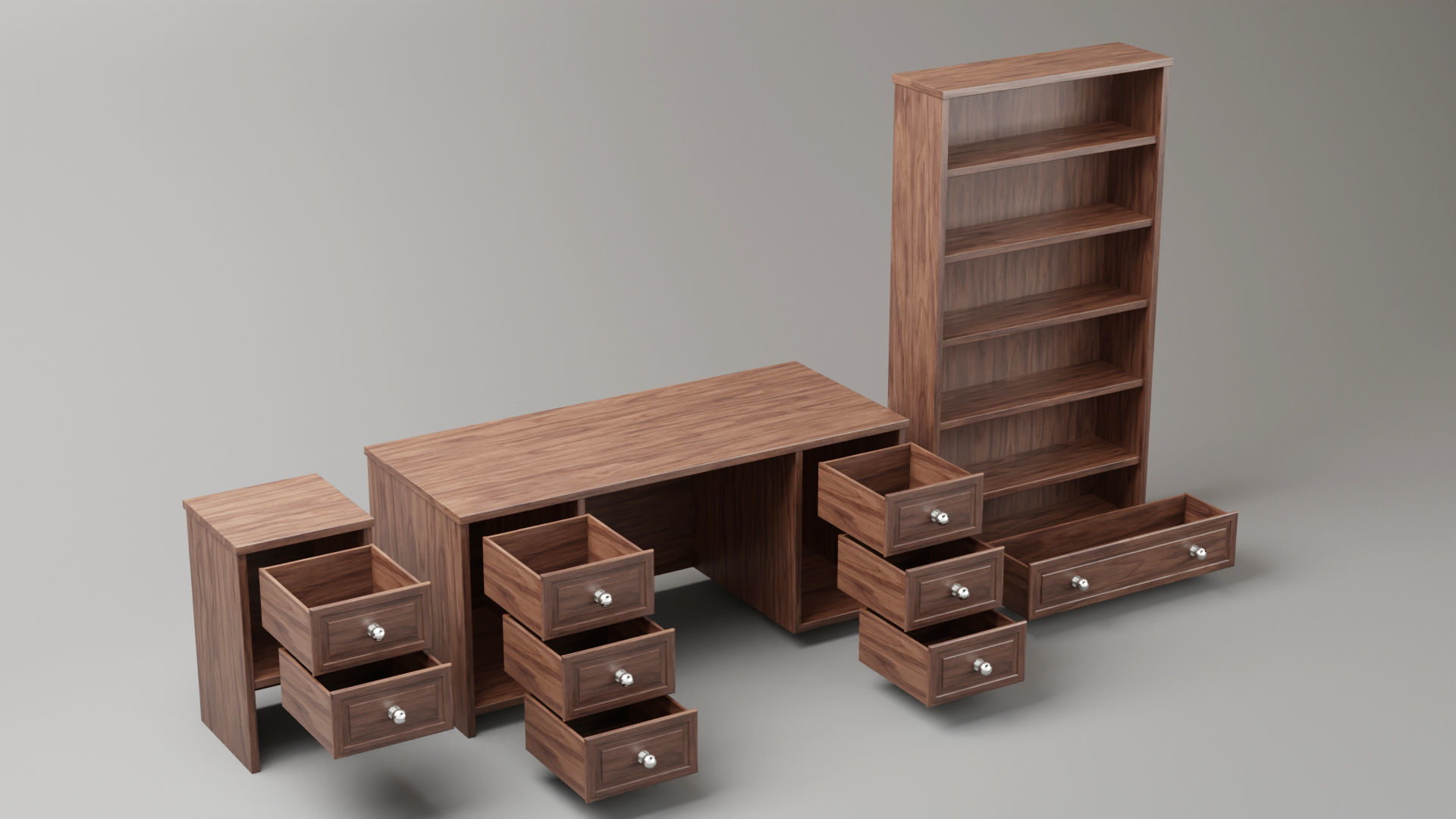 3D model Simple Desk Set - Low Poly PBR VR / AR / low-poly | CGTrader