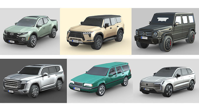 3D Model Collection Low-Poly Car Pack 014 - Elegant Estates VR / AR ...