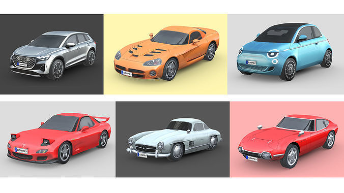 3D Model Collection Low-Poly Car Pack 017 - Future Classics VR / AR ...