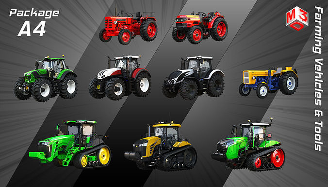Farming Vehicles and Tools - Package4 - Tractors 3D Model Collection ...