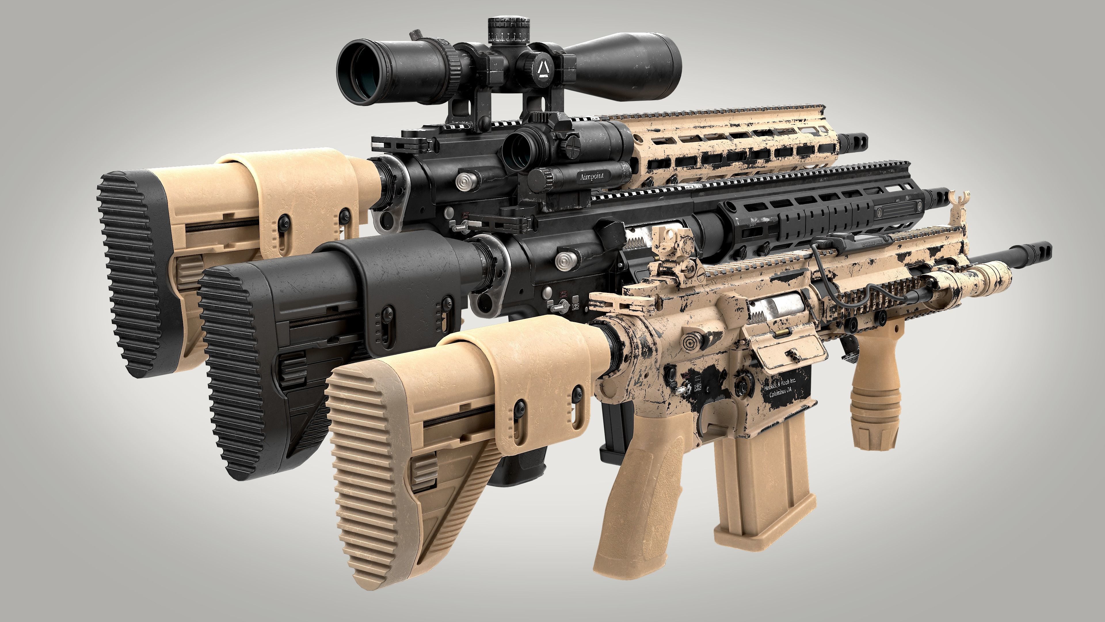 3D model MR 762 Modular Designated Marksman Rifle VR / AR / low-poly ...