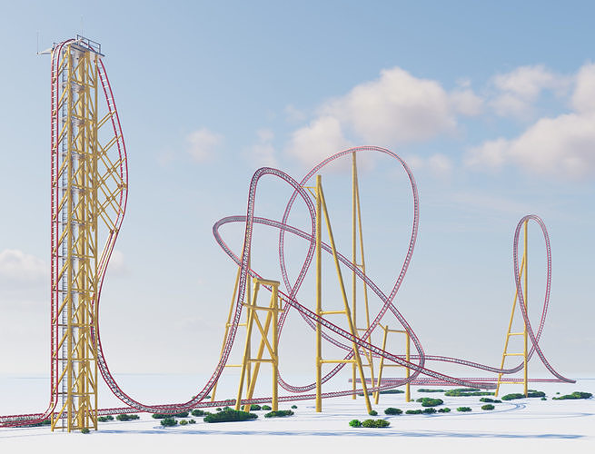 Modern roller coaster track 3D model | CGTrader