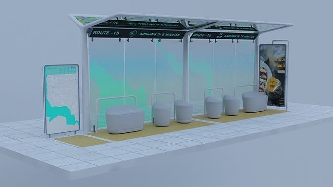 3D model Modern Bus Station VR / AR / low-poly | CGTrader