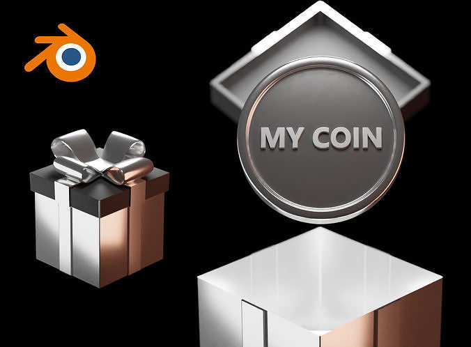 Gift silver crypto coin animation template for Blender 3D 3D model ...
