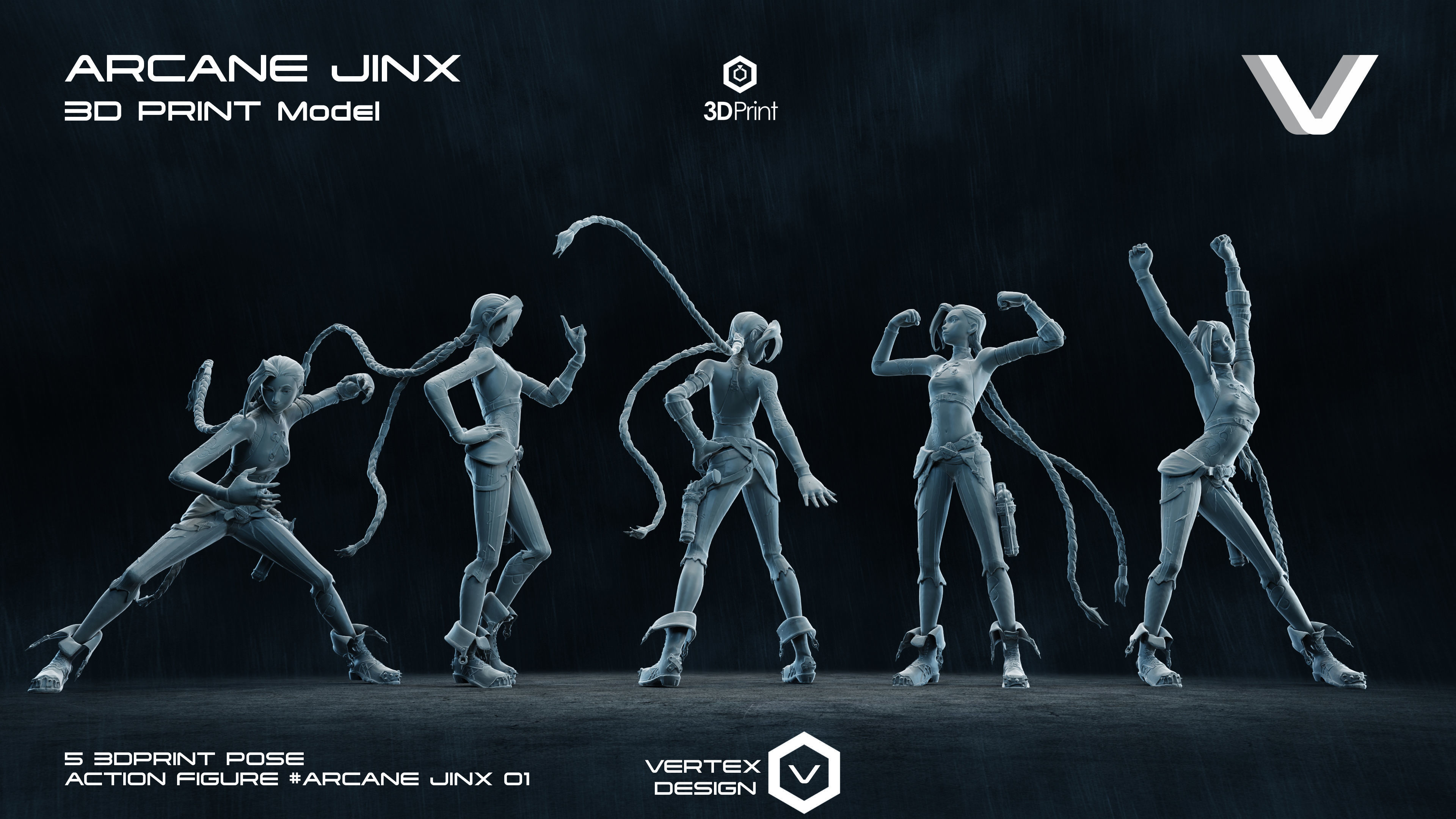 5 Arcane Jinx Action Figures Pack01 3D model 3D printable | CGTrader