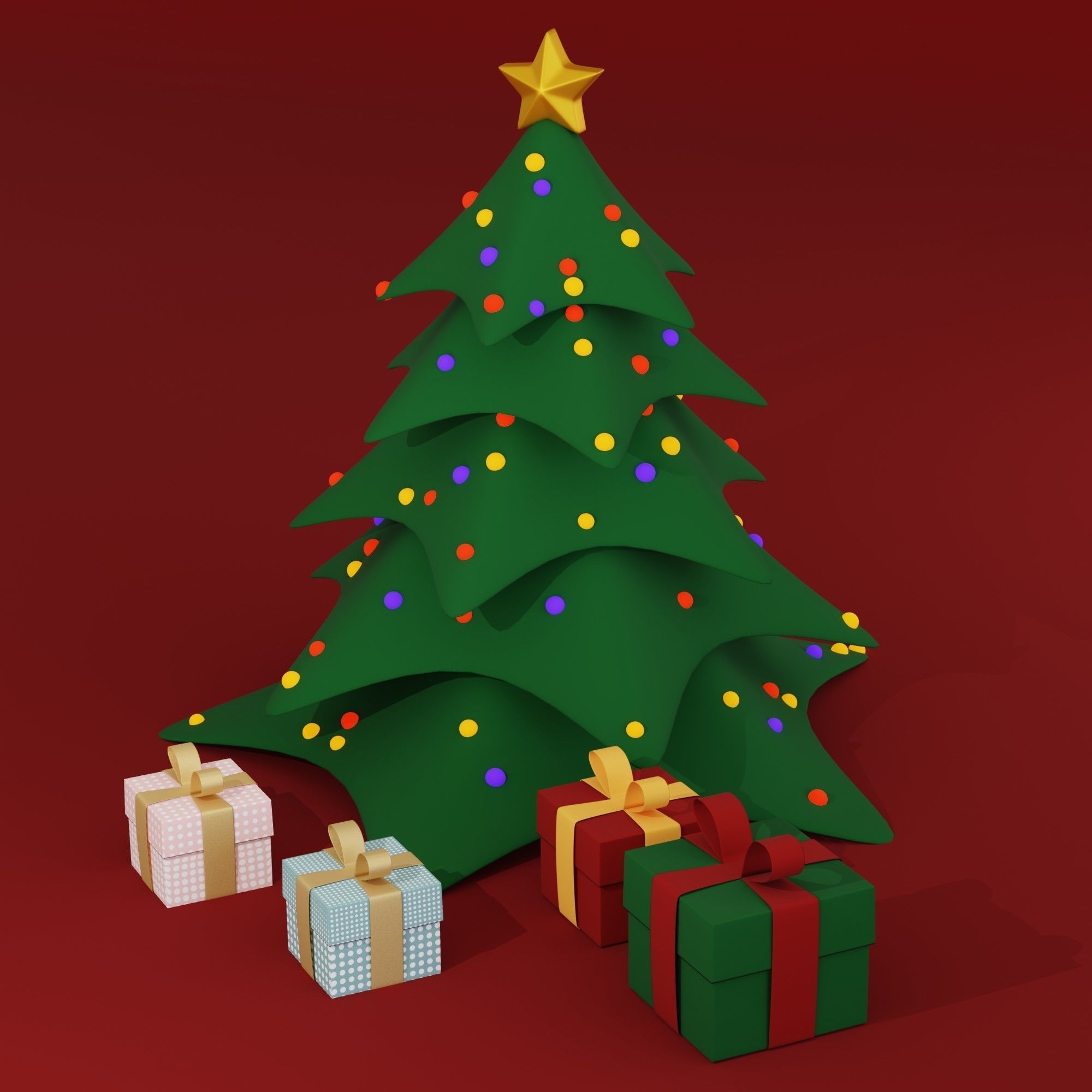 Christmas Tree and Gifts Set free VR / AR / low-poly 3D model | CGTrader