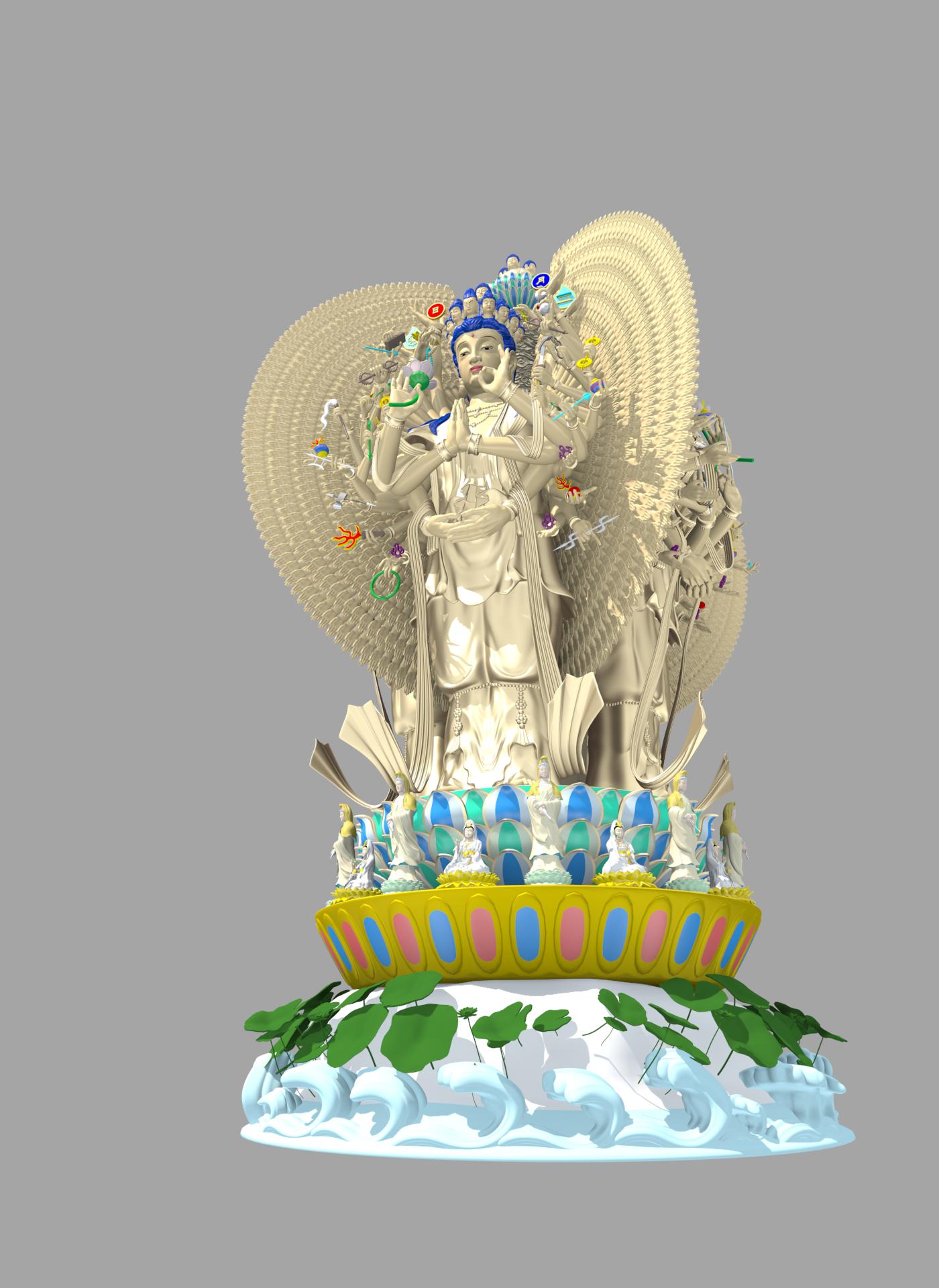 qian shou guan yin buddha thousand hands buddha 3D model | CGTrader