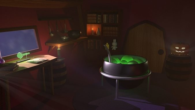 3D model Low Poly Witch House Furniture Low-poly 3D model VR / AR / low ...