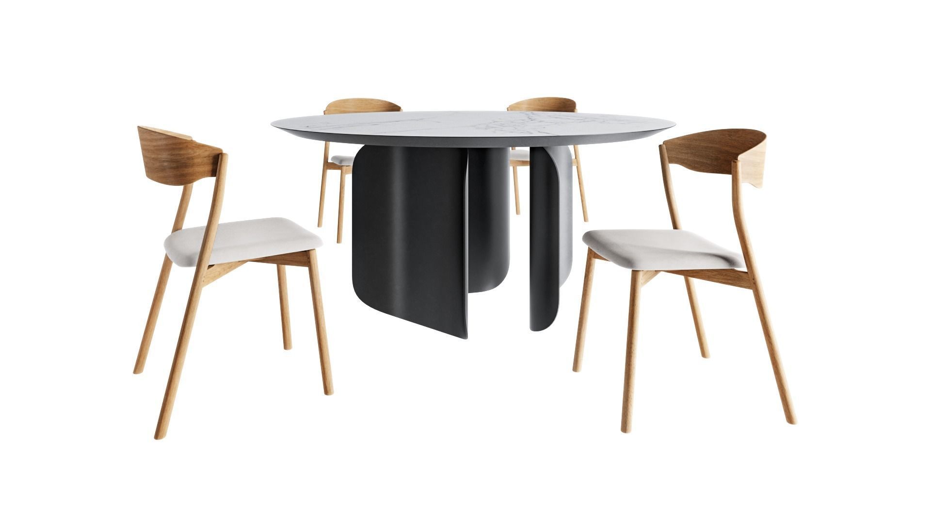 Miniforms Barry table and Tube dining chair 3D model | CGTrader