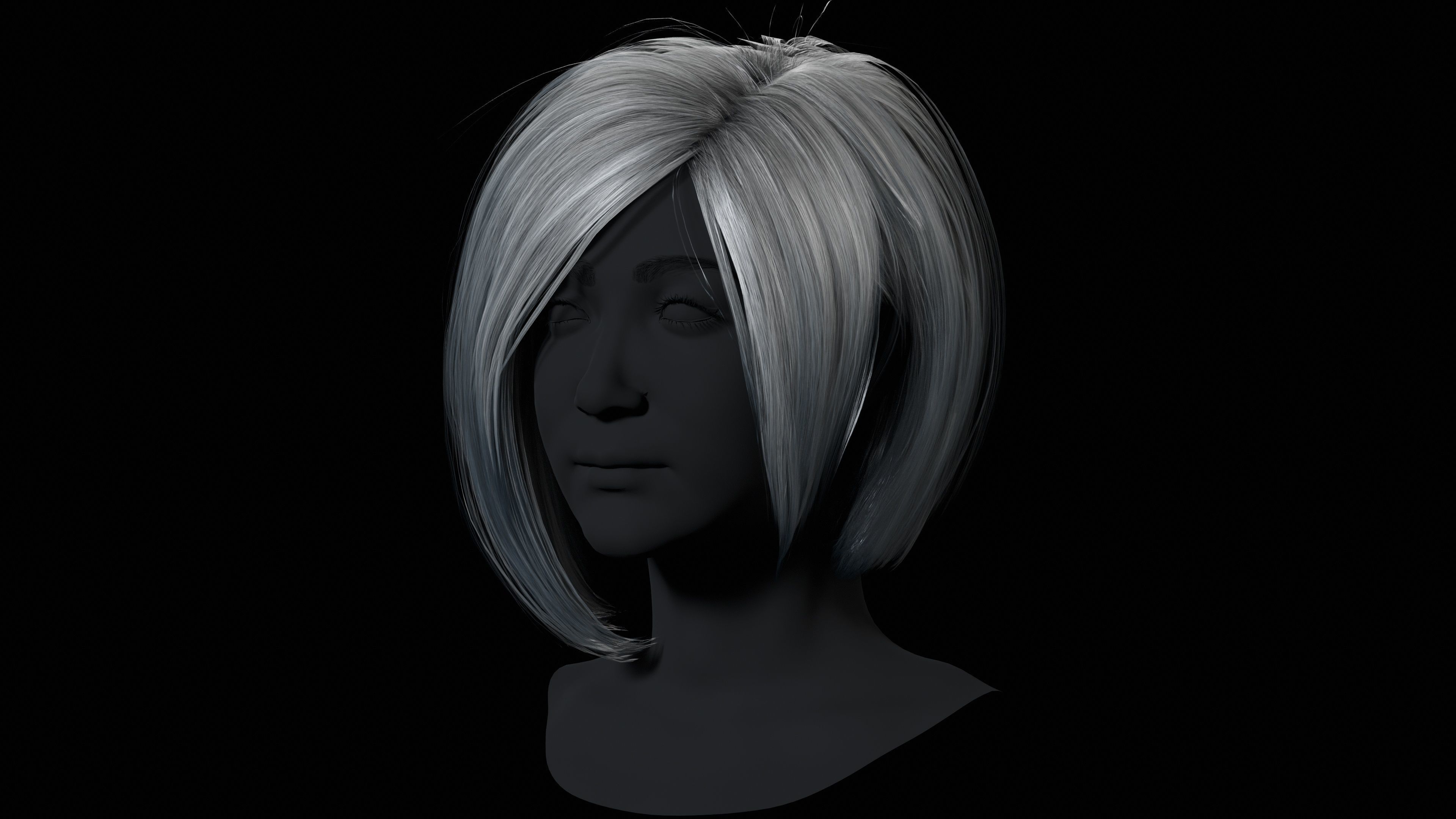 3D model PBR Lowpoly Hair 1 BOB HAIRSTYLE VR / AR / low-poly | CGTrader