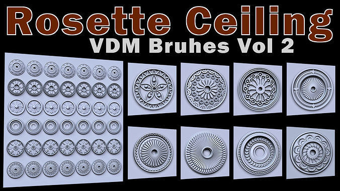 3D model Rosette Ceiling VDM Brushes for Zbrush Vol 2 VR / AR / low-poly | CGTrader