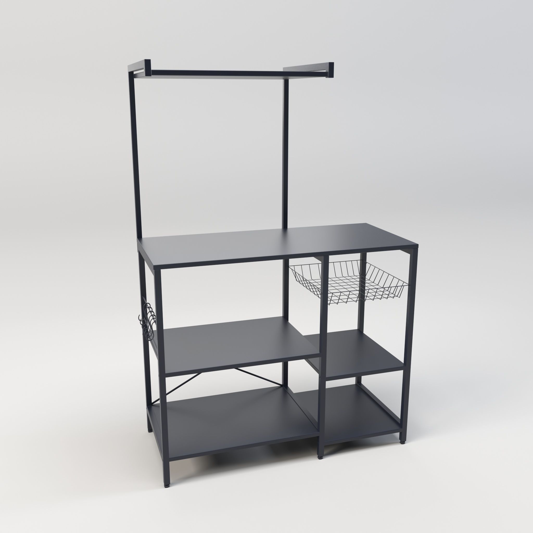 3D model Black metal kitchen rack - Kitchen shelves - Bakers rack VR ...