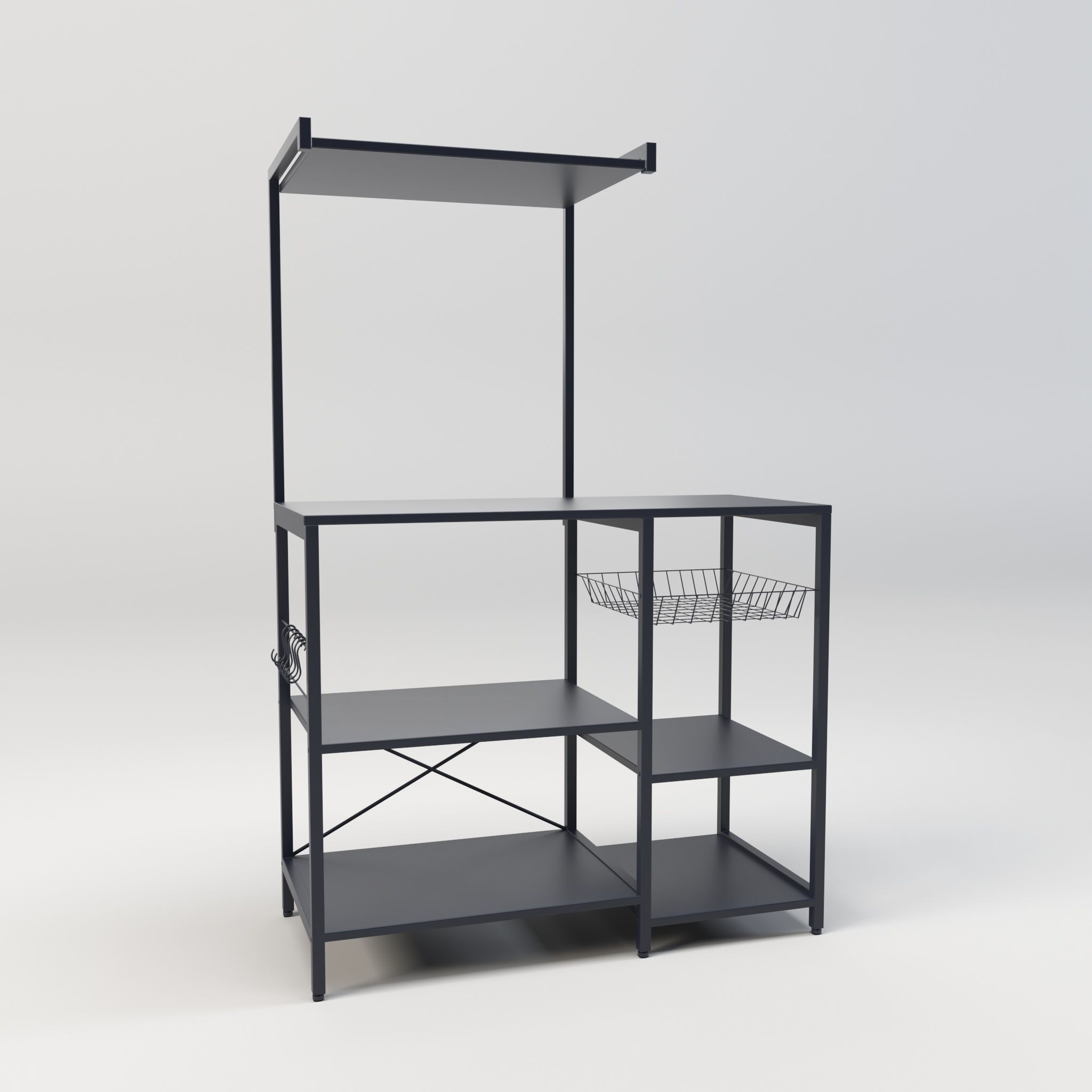3D model Black metal kitchen rack - Kitchen shelves - Bakers rack VR ...