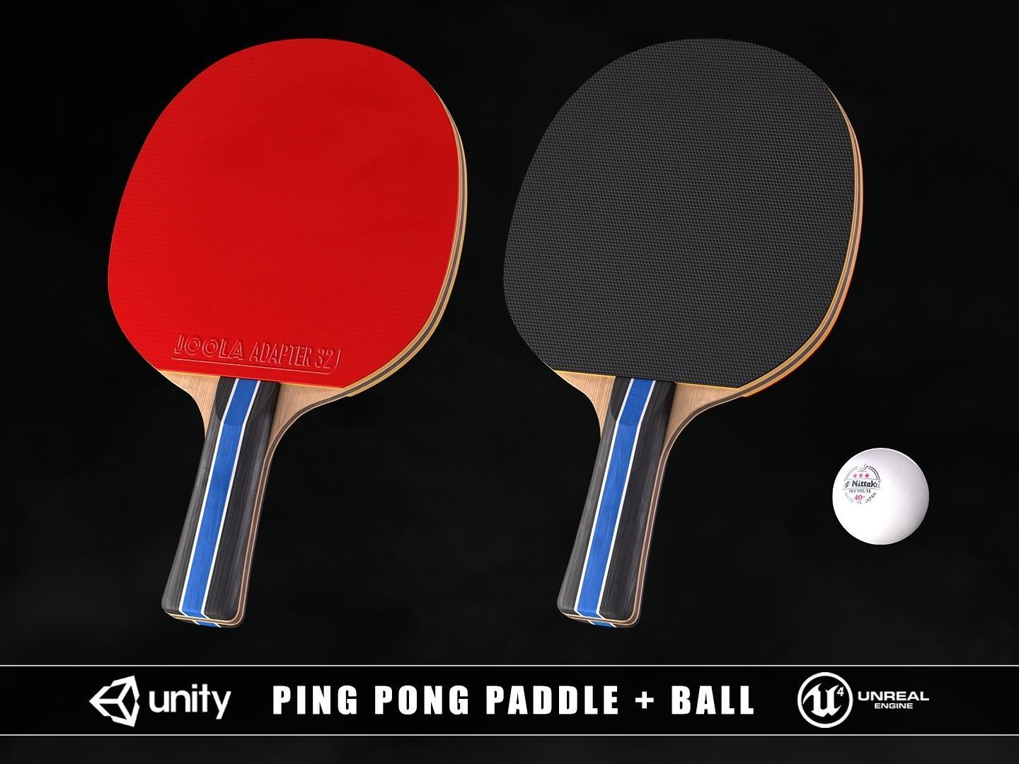 3D model Ping Pong Paddle and Ball VR / AR / low-poly | CGTrader
