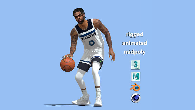 D Angelo Russell Minnesota Timberwolves NBA 3D model animated rigged ...