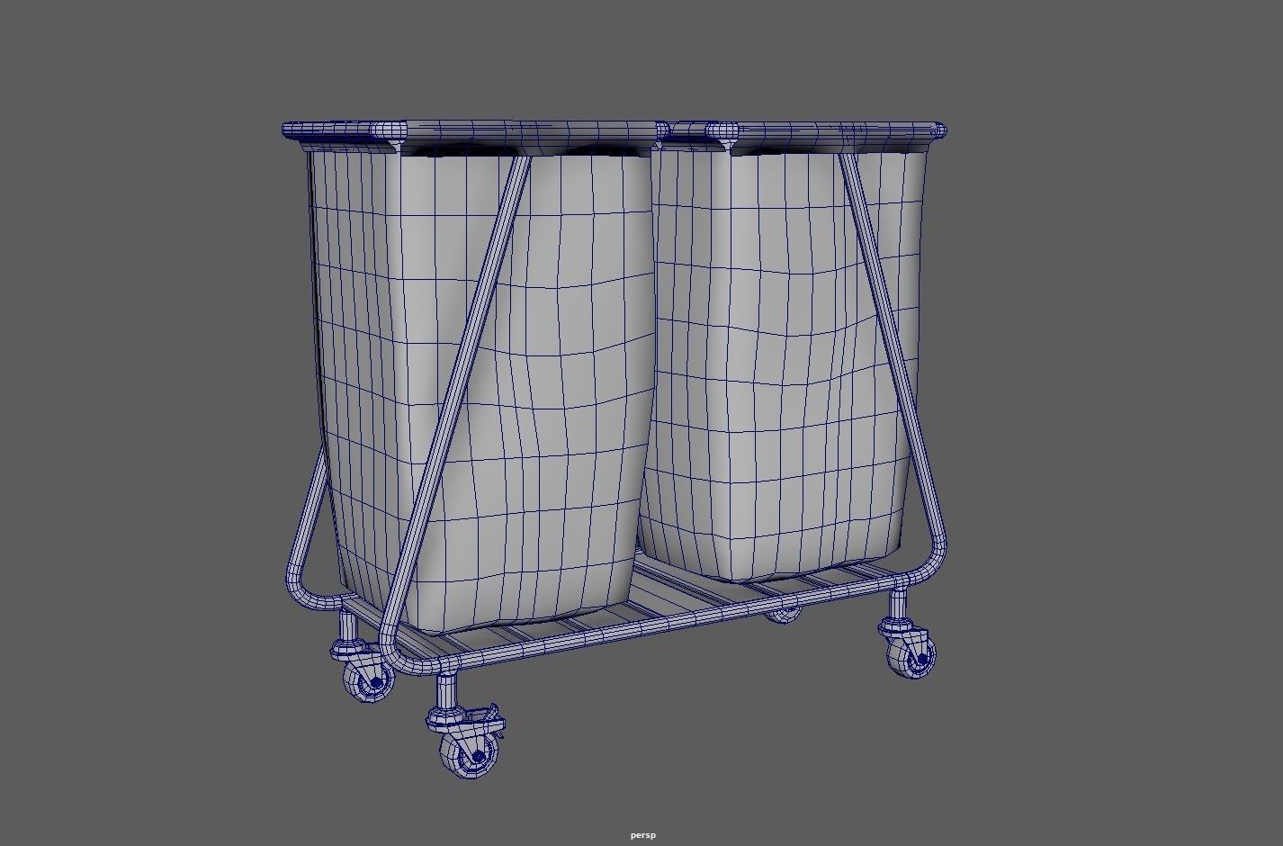 3D model Stainless steel hotel medical hospital waste trolley VR / AR ...