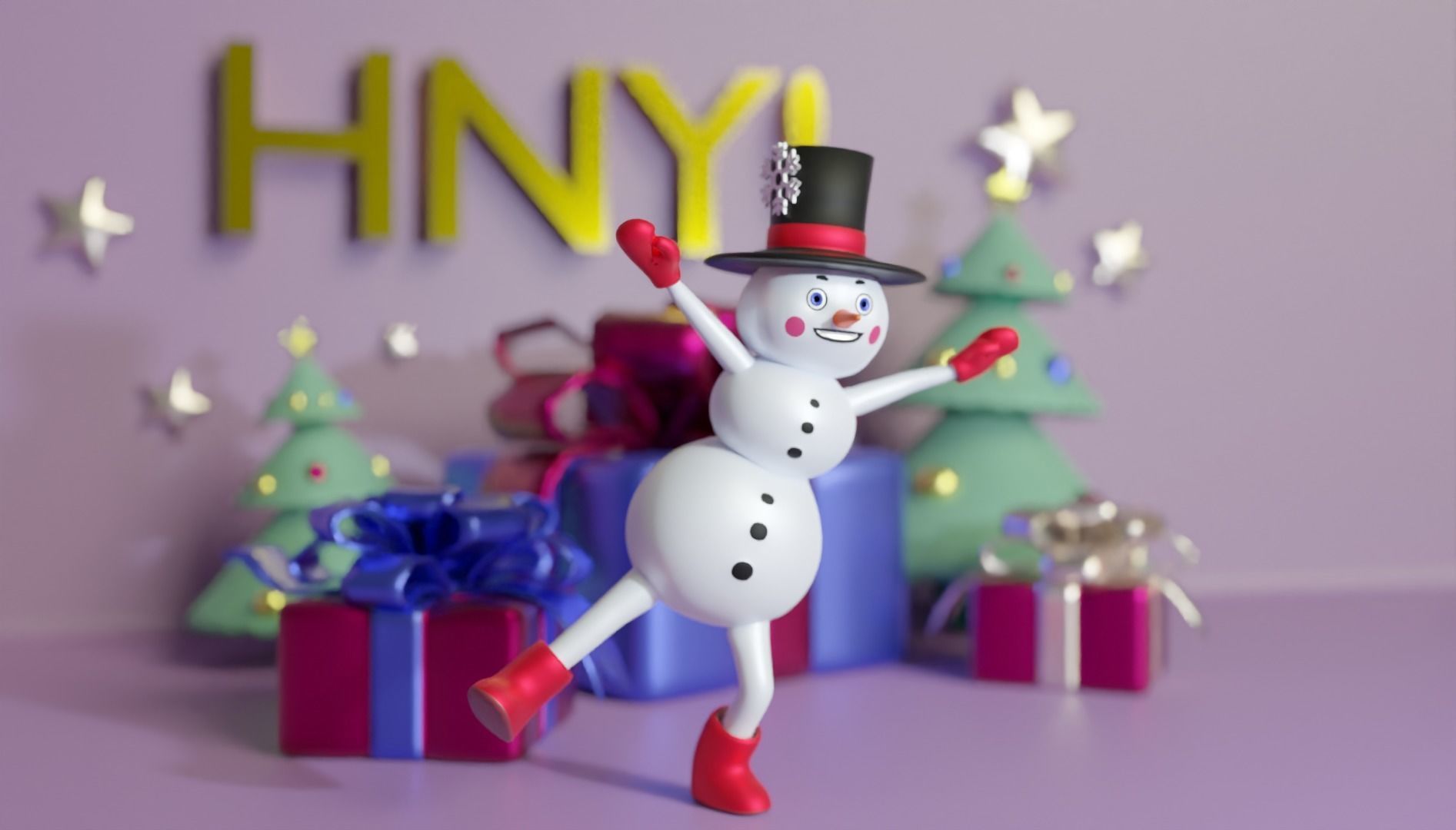 Dancing stylized snowman 3D model animated rigged | CGTrader