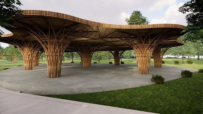 Bamboo Architecture 3D model rigged | CGTrader